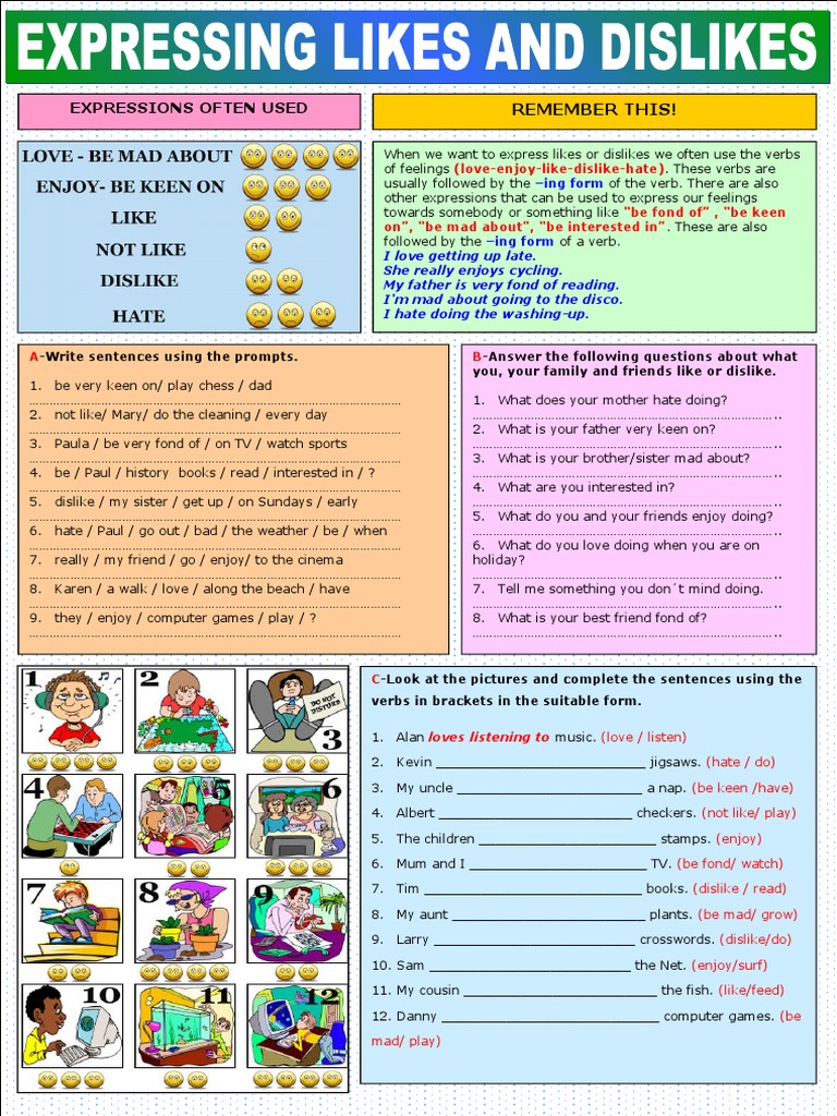 Expressing Likes and Dislikes | PDF | Leisure