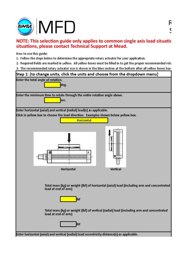 Rotary Actuator Selection Guide: Situations, Please Contact Technical ...