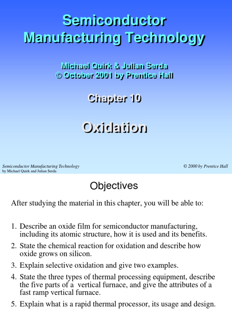 Semiconductor Manufacturing Technology: Oxidation | PDF | Semiconductor ...