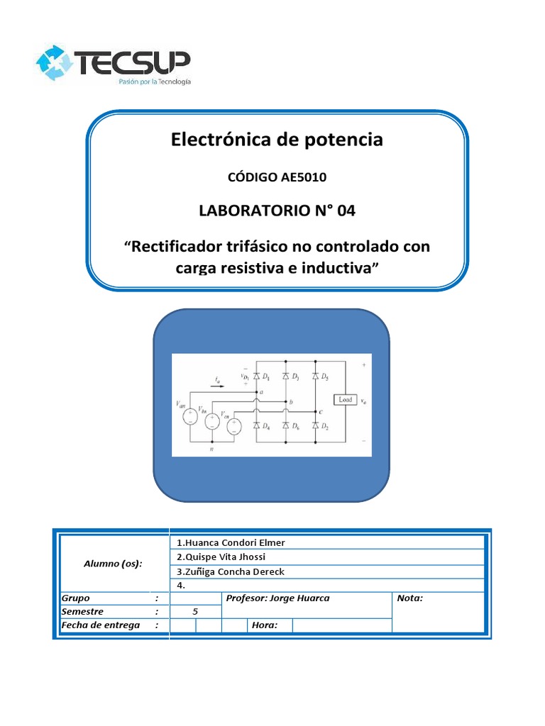 Lab04 - Rectificador Trifasico No Controlado | PDF | Rectificador | Diodo
