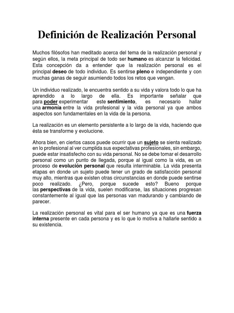 Definición de Realizacion Personal | PDF