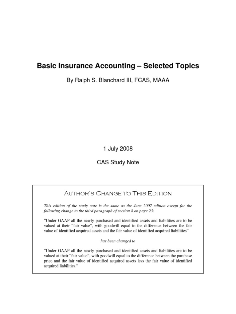 An Overview of Basic Insurance Accounting Topics Including Loss ...