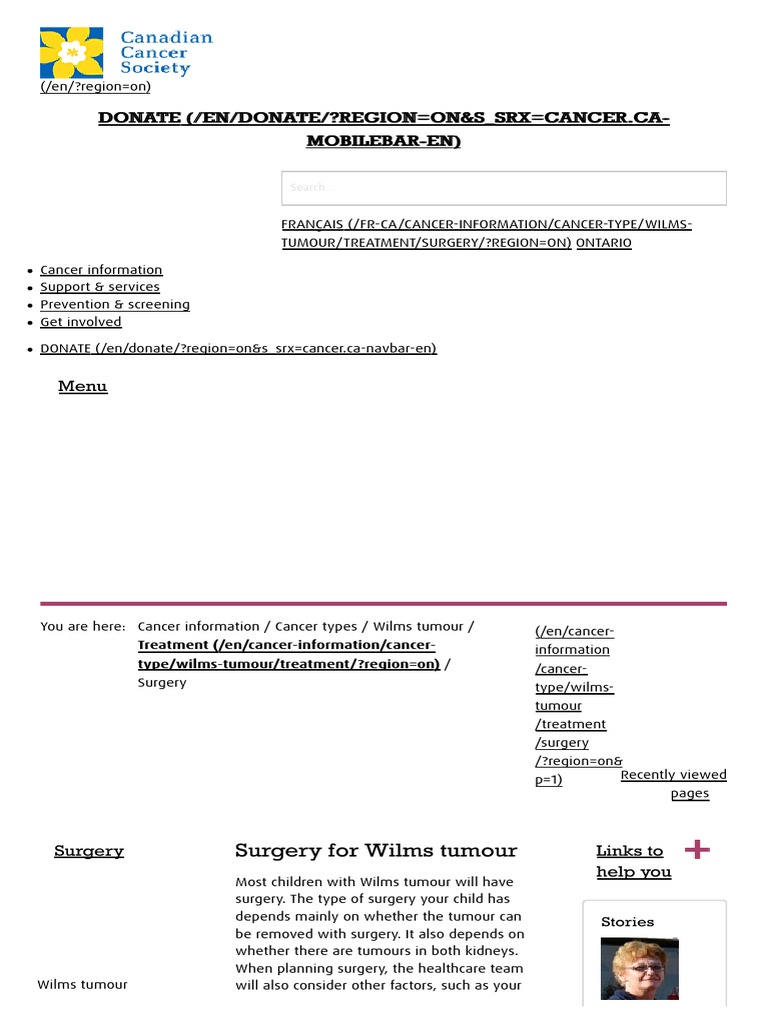 Surgery For Wilms Tumour | PDF | Neoplasms | Cancer