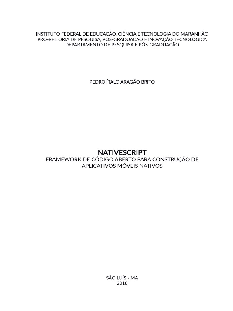 Relatório NativeScript | PDF | Aplicativo para celular | Framework de software