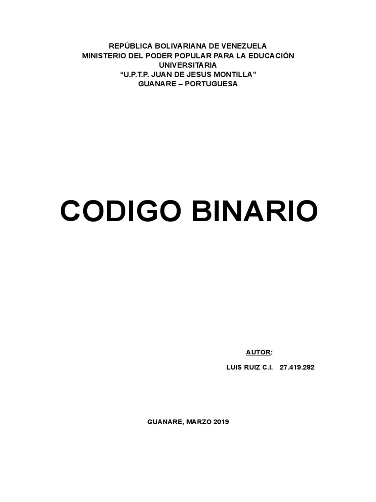 Informe de Codigo Binario | PDF | Puerta lógica | Poco