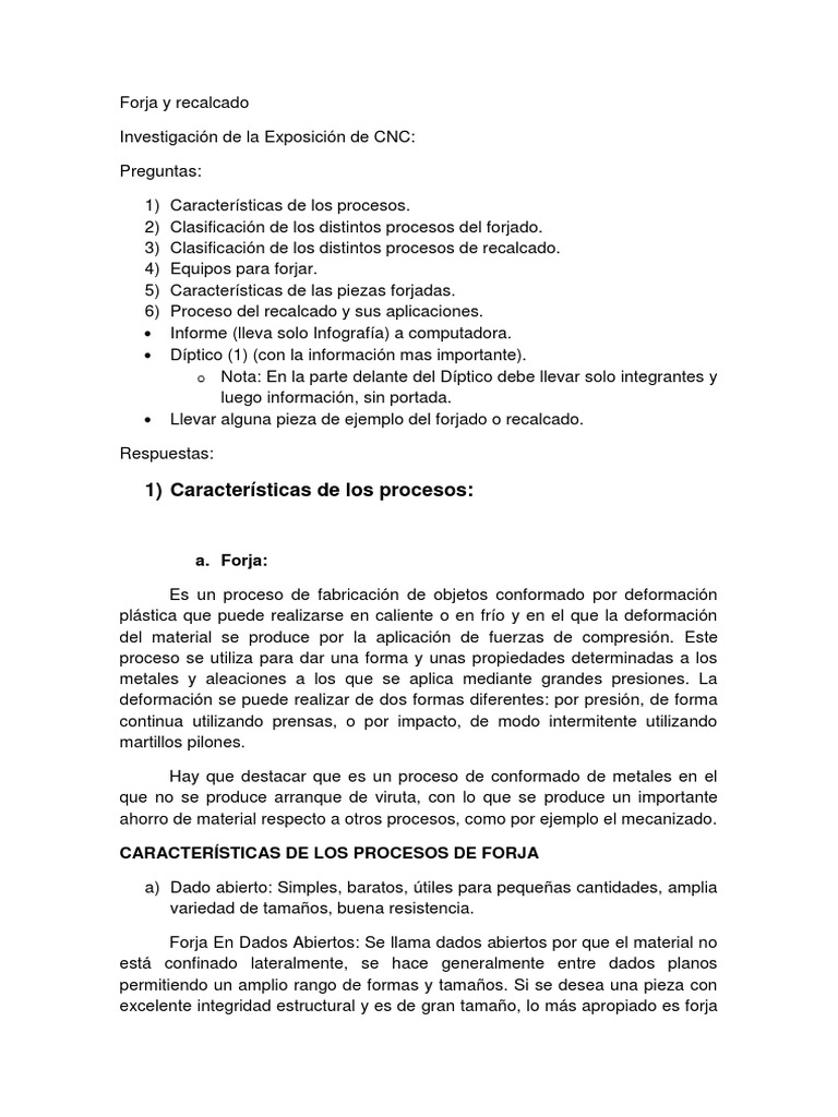 Procesos de Forja y Recalcado | PDF | Forjar | Materiales