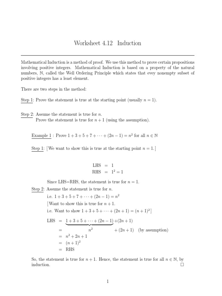 Worksheet 4.12 Induction | PDF | Deductive Reasoning | Syntax (Logic)