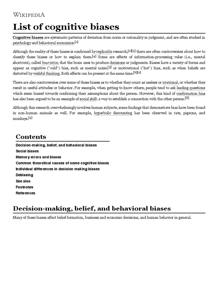 List of Cognitive Biases | PDF | Recall (Memory) | Memory
