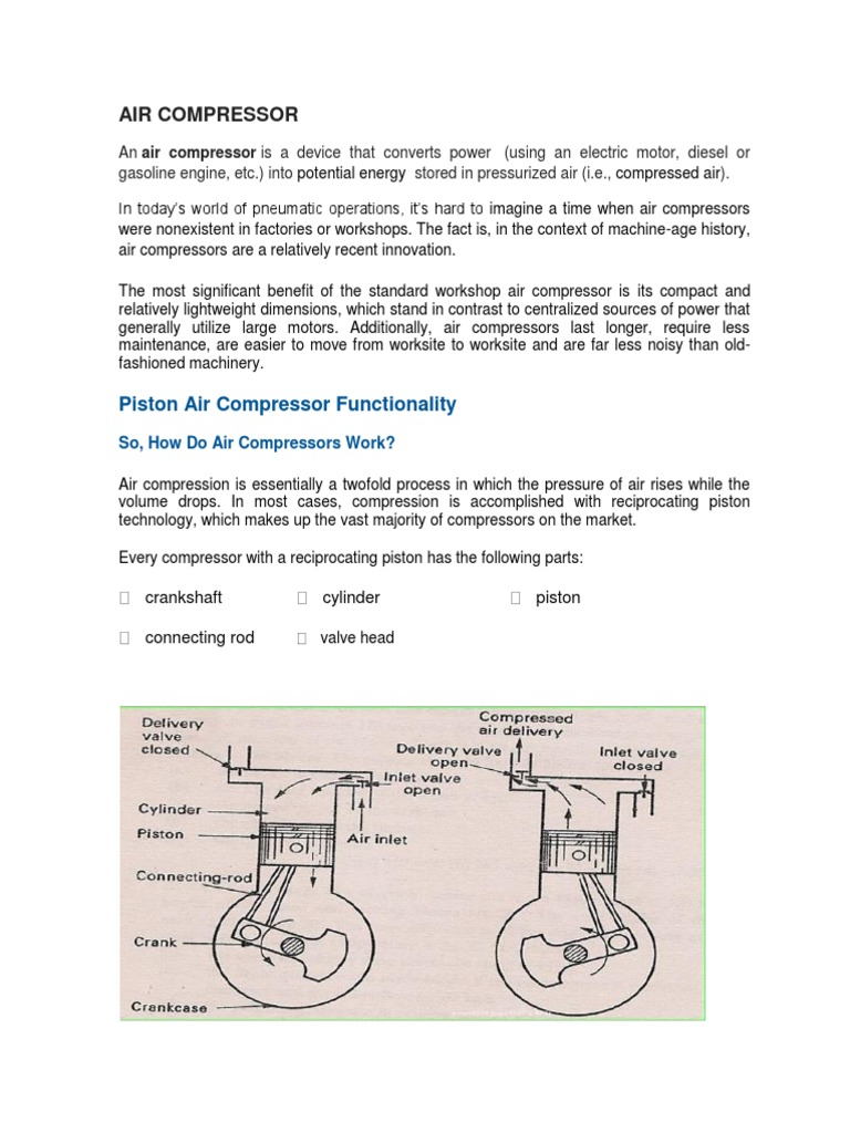 Air Compressor | PDF | Pump | Piston