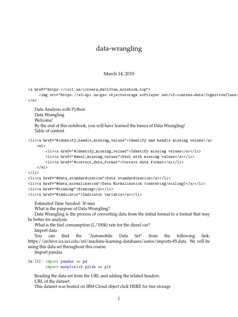 Data Wrangling | PDF | Histogram | Computer Programming