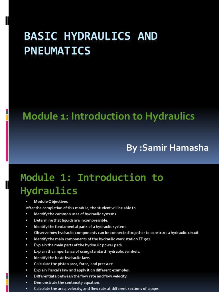 Basic Hydraulics and Pneumatics: Module 1: Introduction To Hydraulics ...