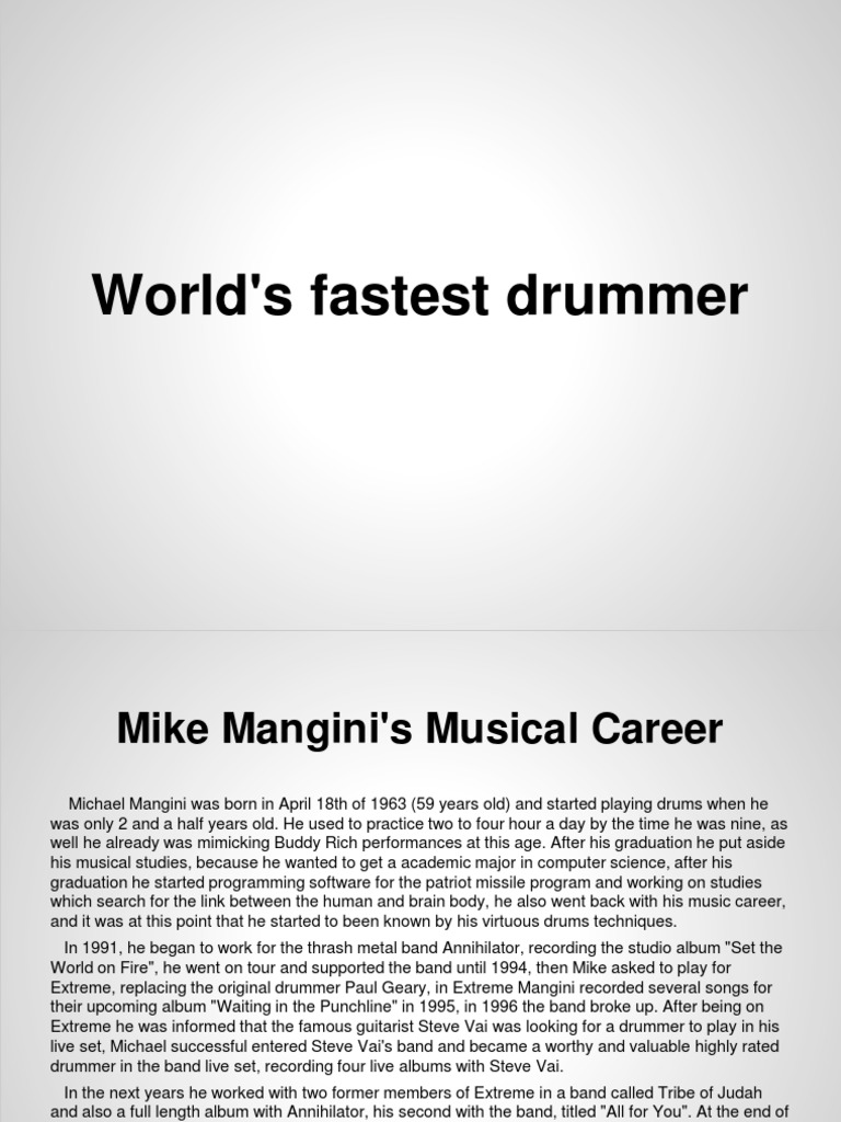 World's Fastest Drummer | PDF | Albums | Rock Music