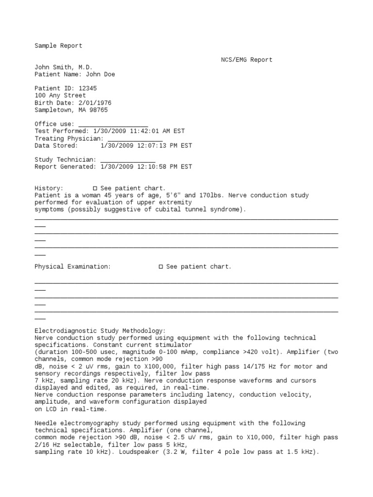 NCS/EMG Report for John Doe | PDF | Electromyography | Nervous System
