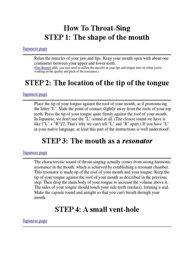 How To Throat Sing | PDF | Mouth | Singing
