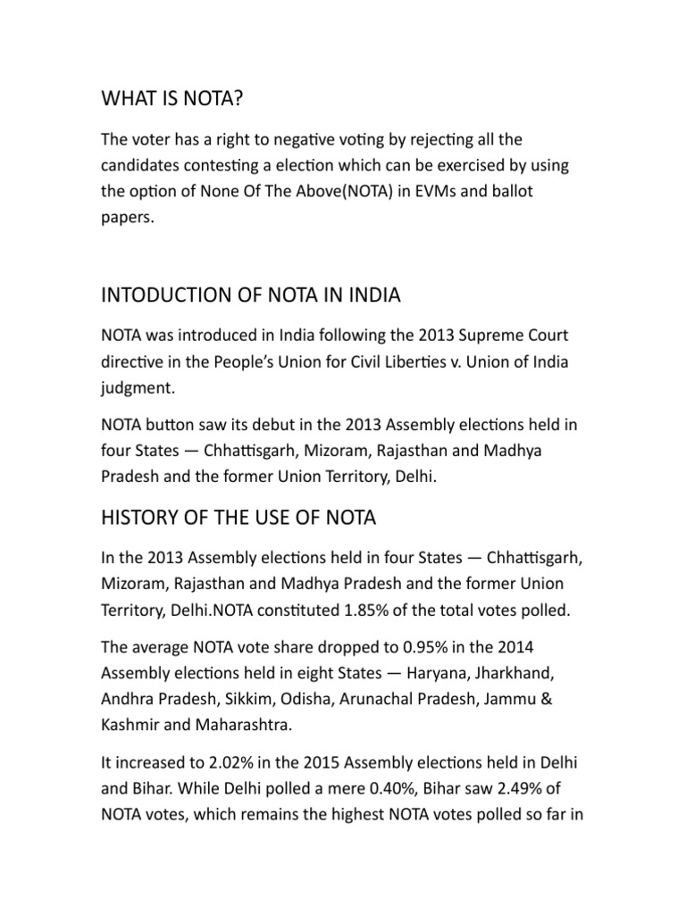 What Is Nota? | PDF | Voting | Political Events