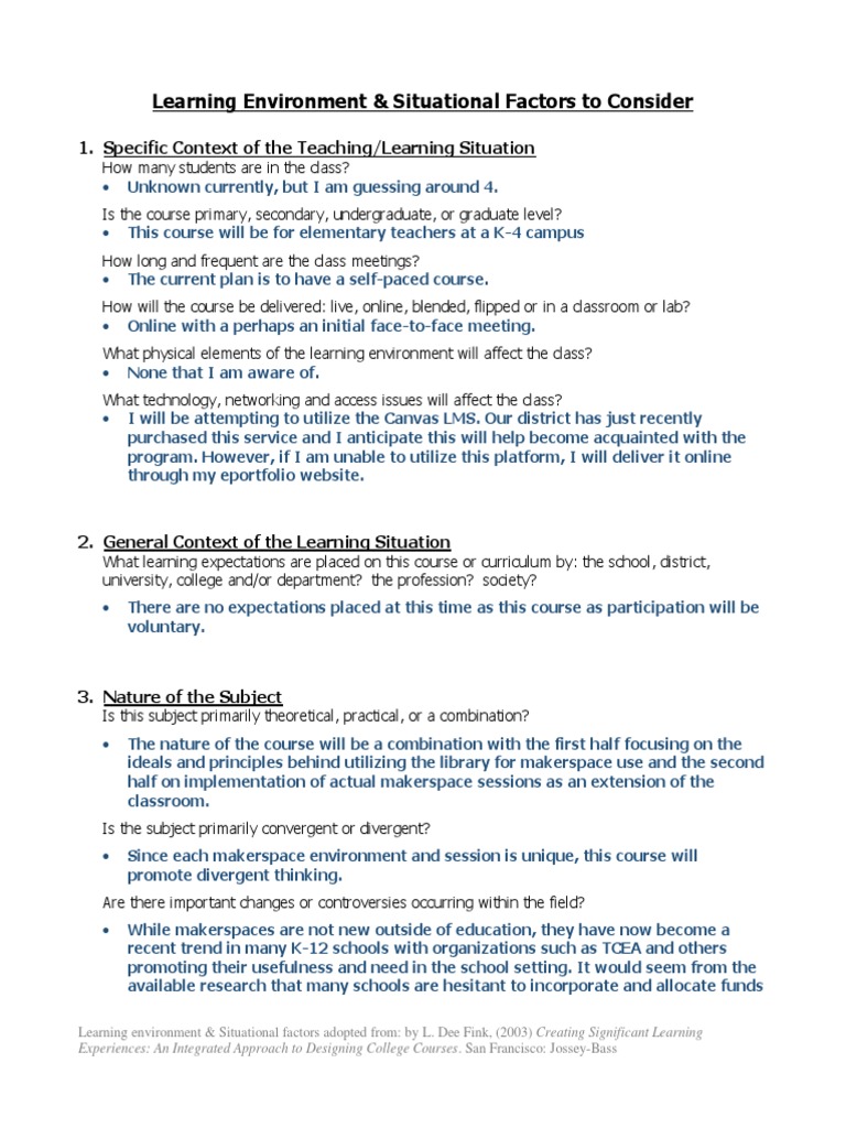 Learning Environment-Situational Factors | PDF | Learning | Teachers