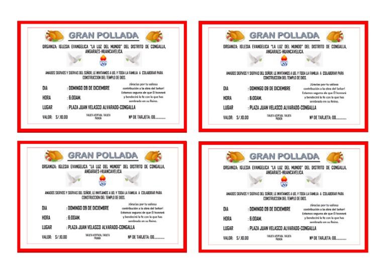 Tarjeta de Pollada para Imprimir | PDF