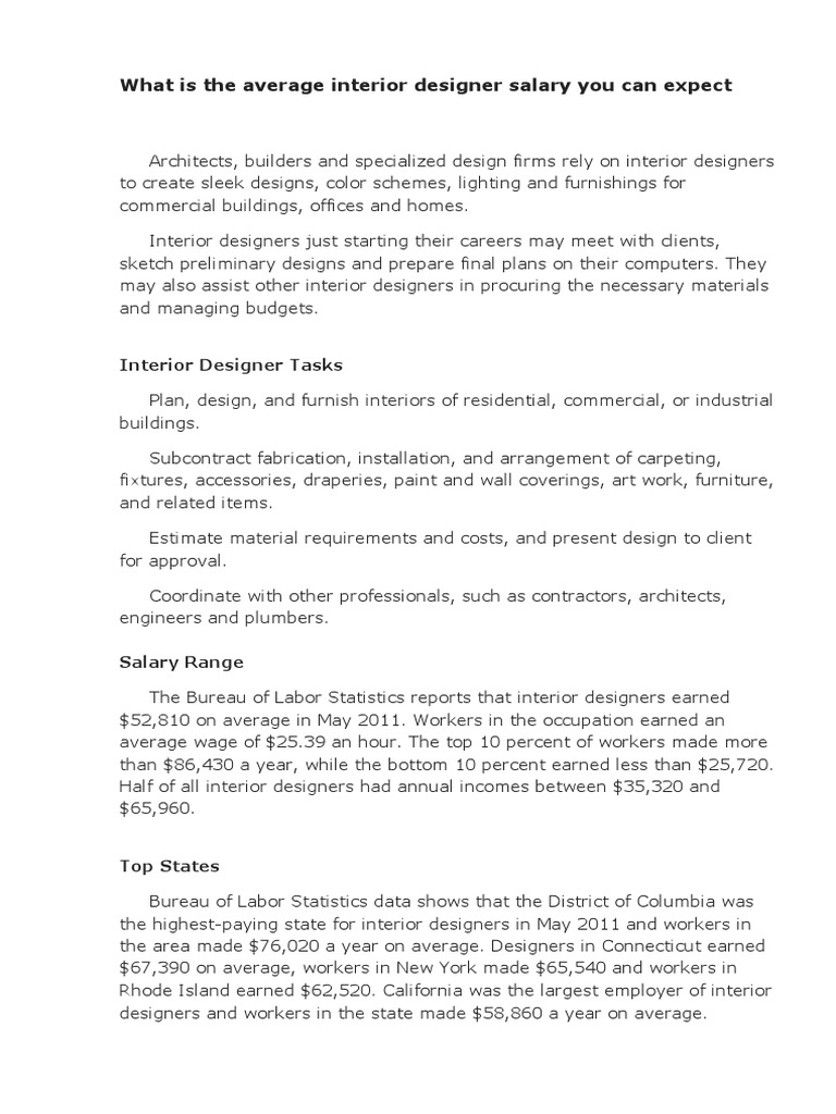 What Is The Average Interior Designer Salary You Can Expect | PDF ...