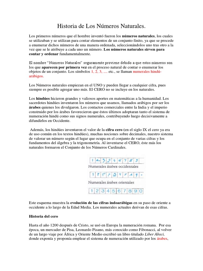Origen e Historia de los Números Naturales | PDF | Número natural | Números