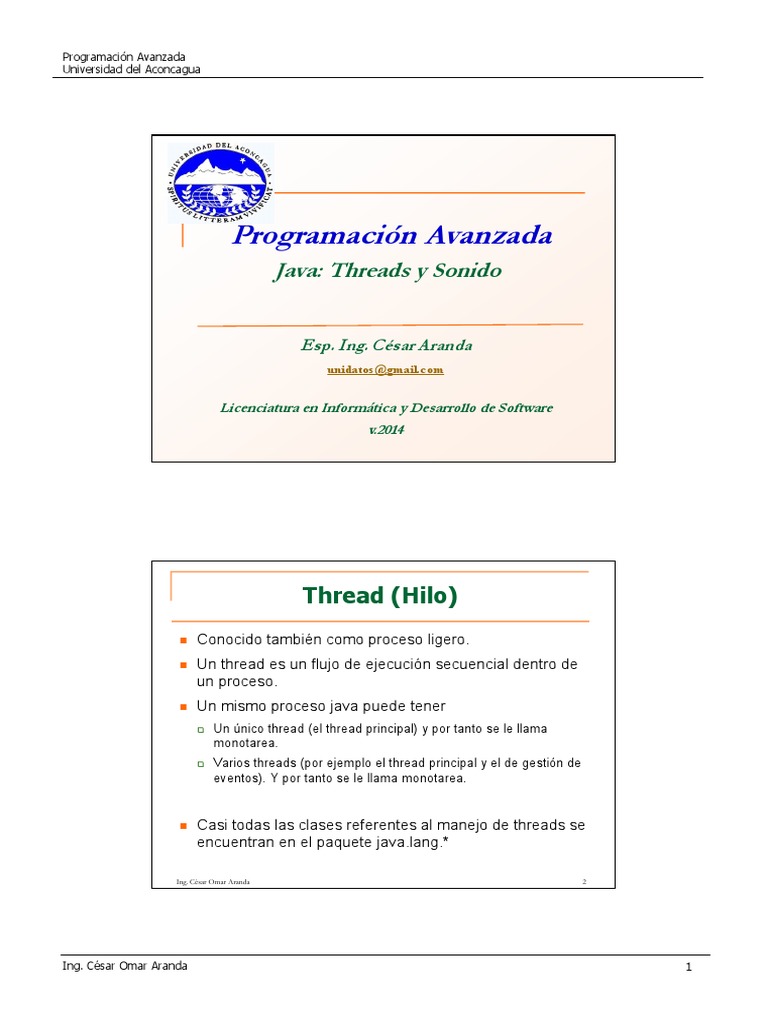 Java: Threads y Sonido Avanzado | PDF | Hilo (Computación) | Java (lenguaje de programación)