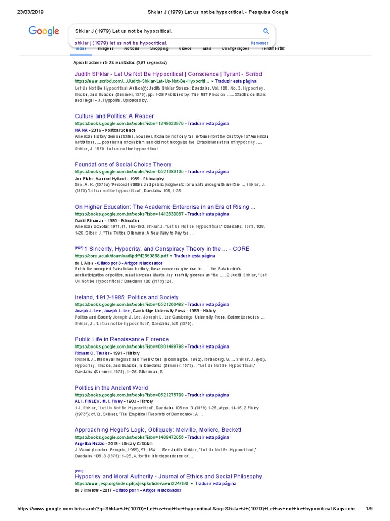 Shklar 1979 Essay on Hypocrisy | PDF | Stereotypes | Psychological Concepts