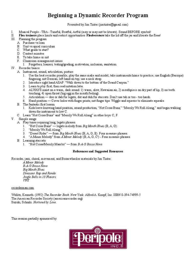 Beginning Recorders Handout 50m.8.21.16 | PDF | Recorder (Musical ...