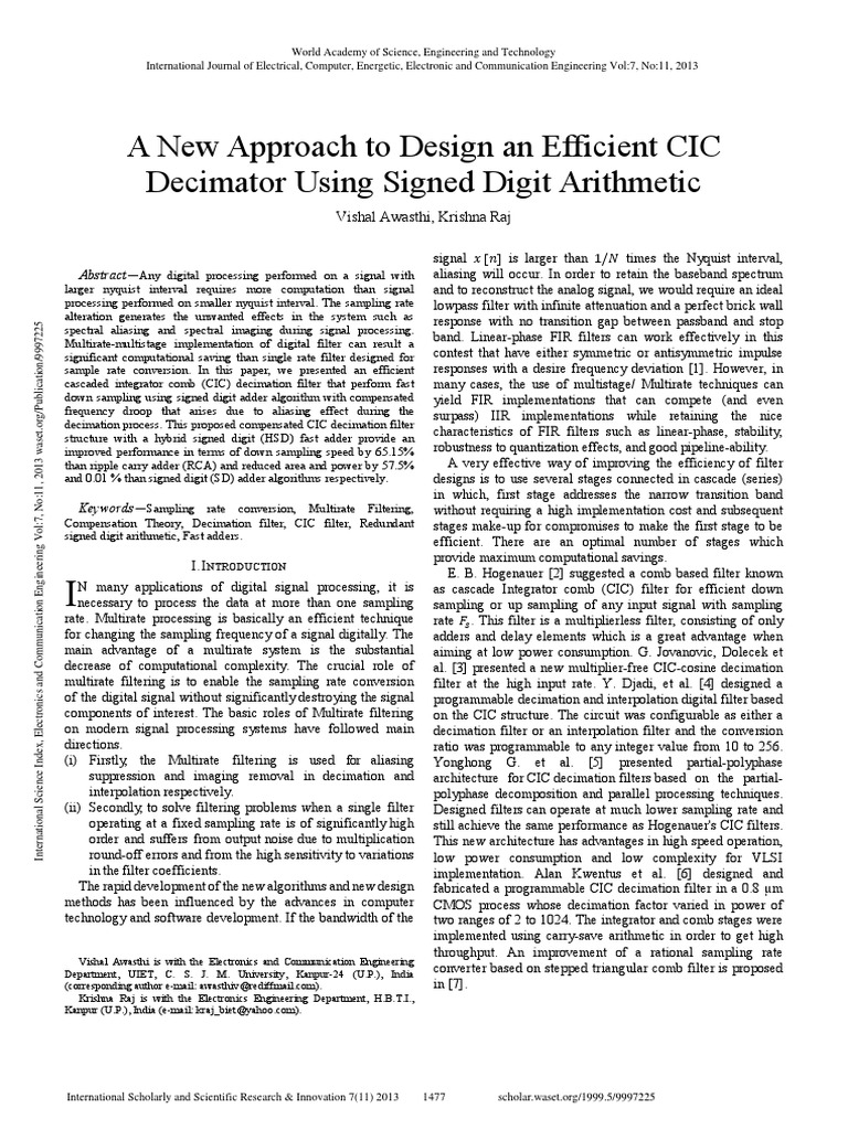 Efficient CIC Decimator Design | PDF | Sampling (Signal Processing) | Filter (Signal Processing)