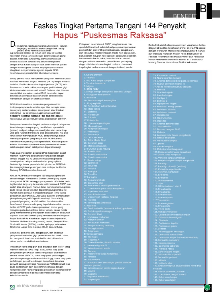 144 Diagnosa Penyakit Bpjs | PDF