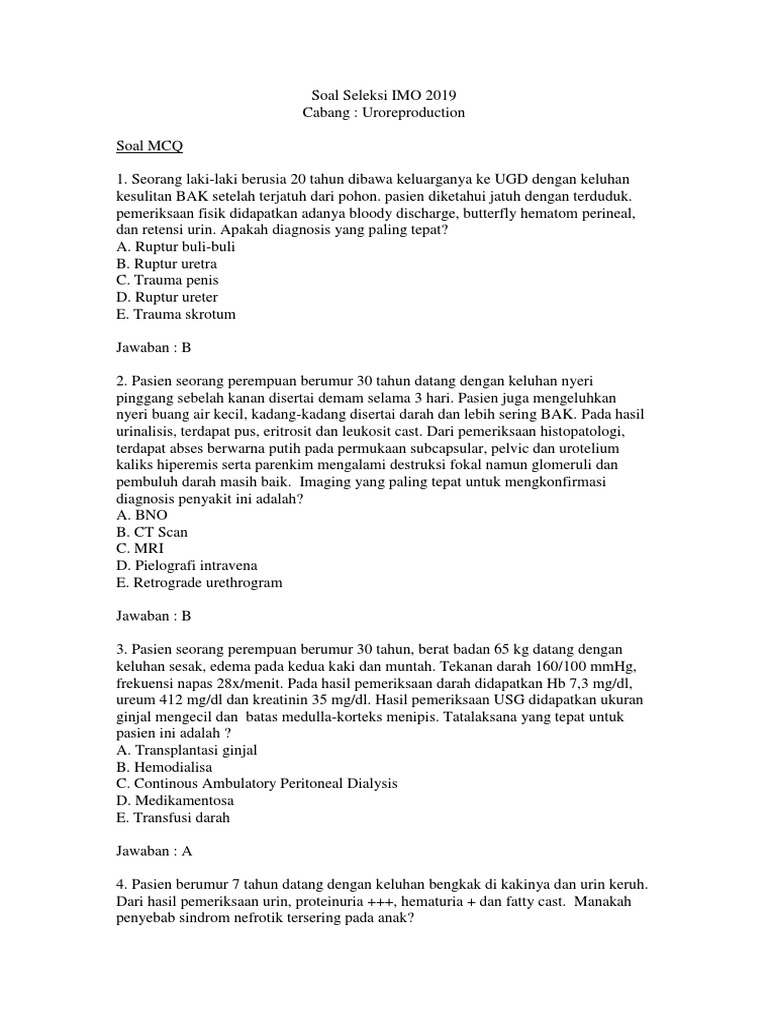 Soal Seleksi Uroreproduksi IMO | PDF