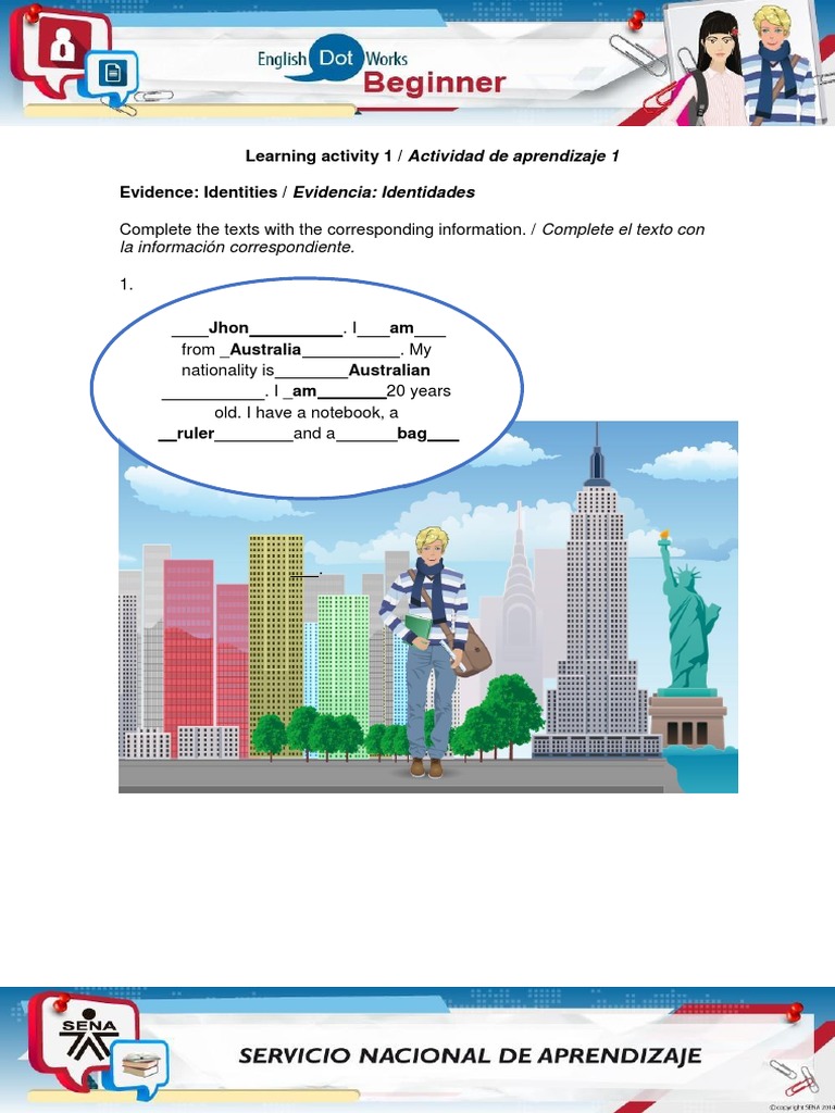 Learning Activity 1 / Actividad de Aprendizaje 1 Evidence: Identities ...