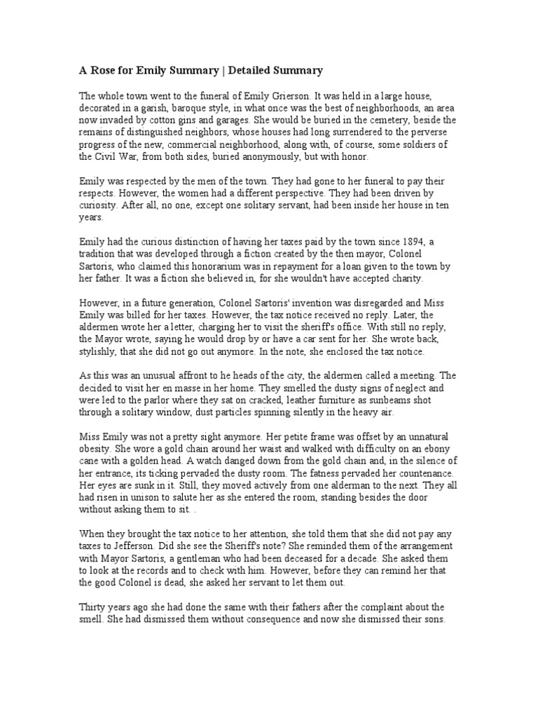 A Rose For Emily Summary | PDF