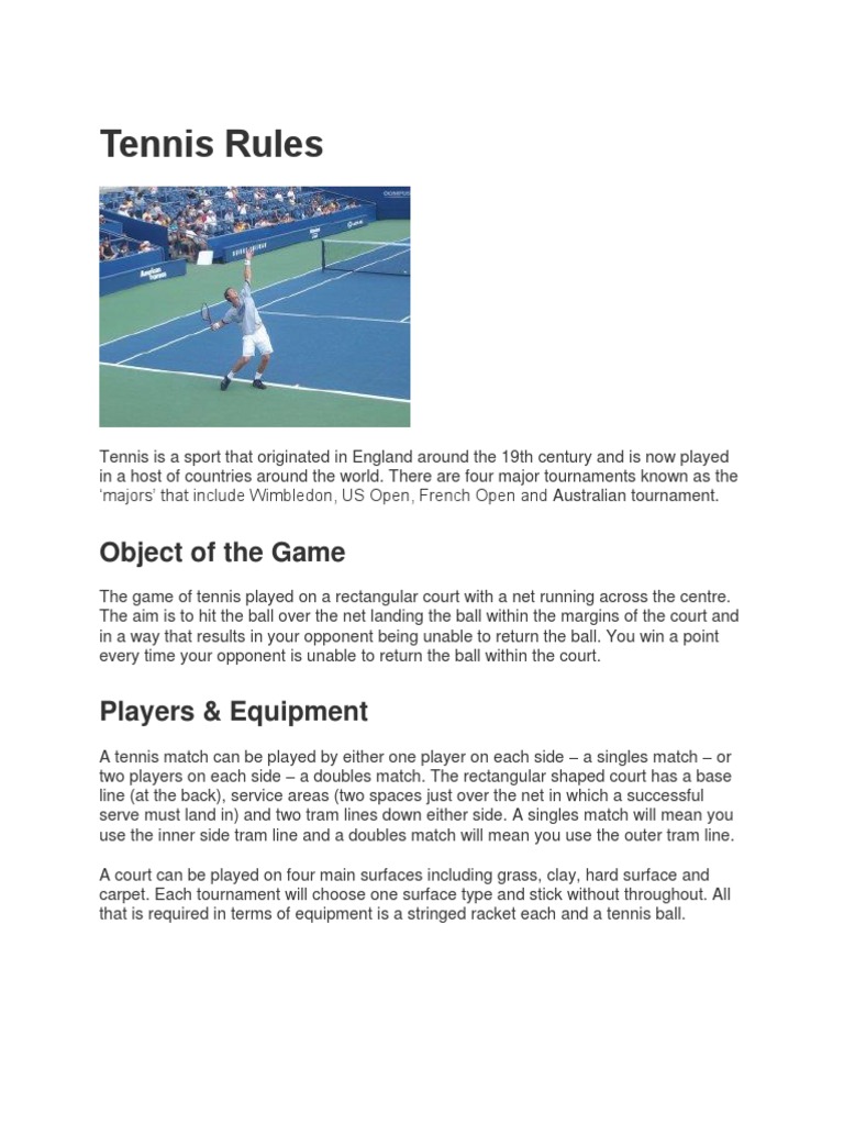 Tennis Rules | PDF | Sports Equipment | Leisure