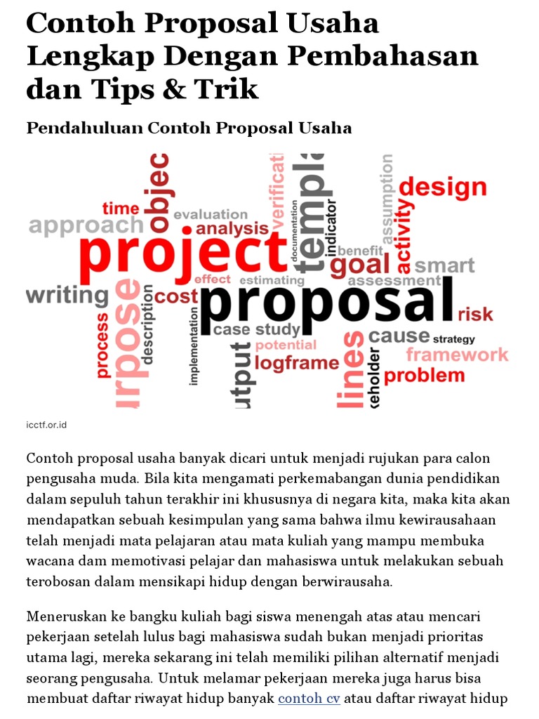 (Lengkap) Contoh Proposal Usaha & Bisnis Dengan Pembahasan | PDF