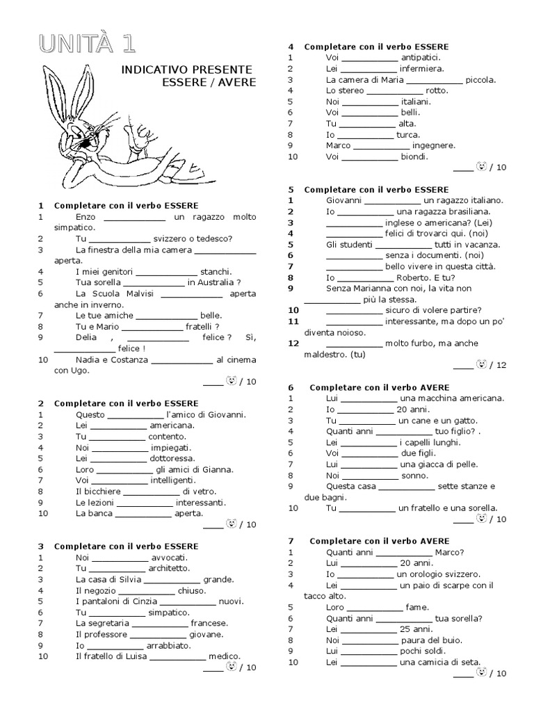 01 Presente Indicativo Essere Avere