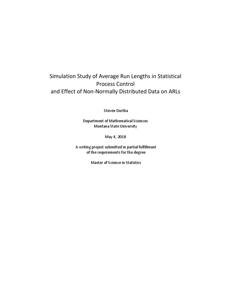 Simulation Study of Average Run Lengths in Statistical Process Control and Effect of Non ...