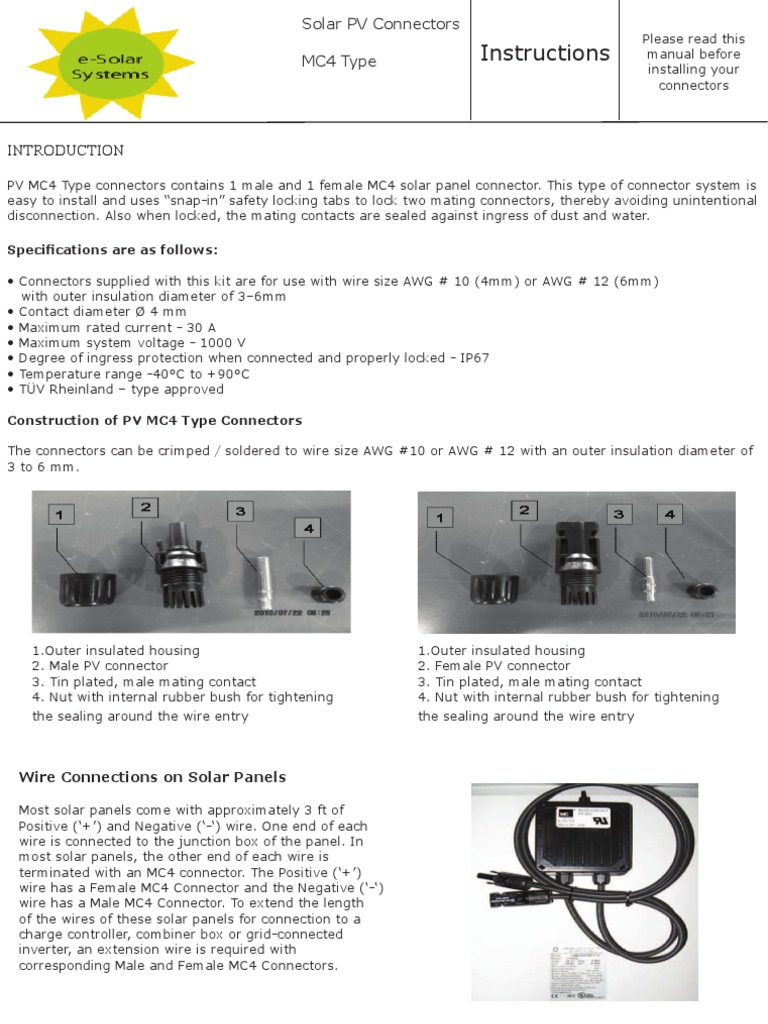PV Connector Instructions | PDF | Electrical Connector | Electrical ...