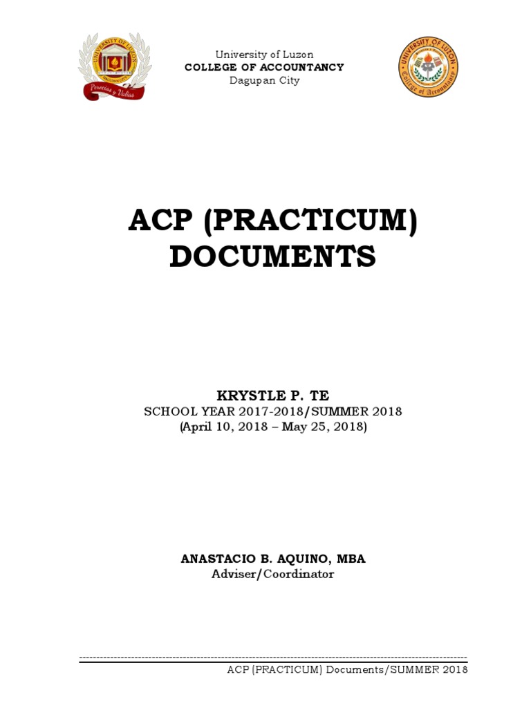 Acp (Practicum) Documents: University of Luzon Dagupan City | Download ...