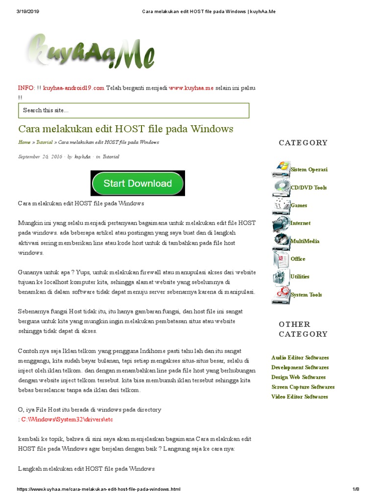 Cara Melakukan Edit HOST File Pada Windows - KuyhAa - Me | PDF