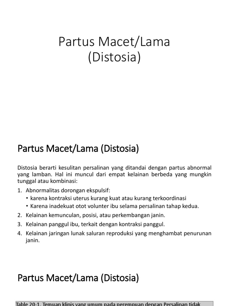 Partus Macet/Lama (Distosia)