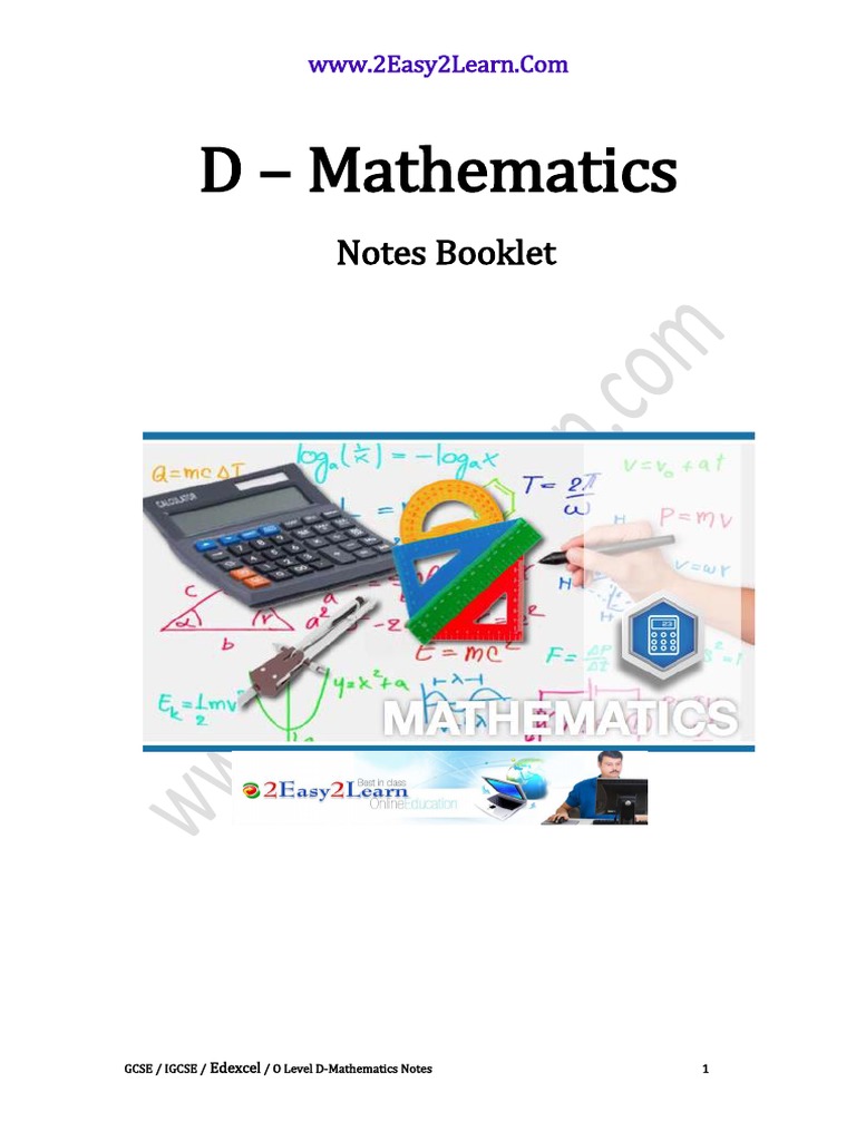 D - Mathematics - Notes - Booklet - Pdffilename - UTF-8D Mathematics ...