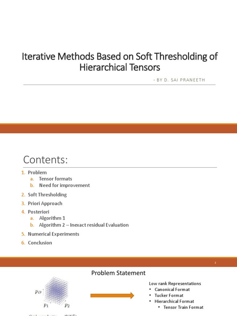 Iterative Methods Based On Soft Thresholding of Hierarchical Tensors | PDF | Mathematics Of ...