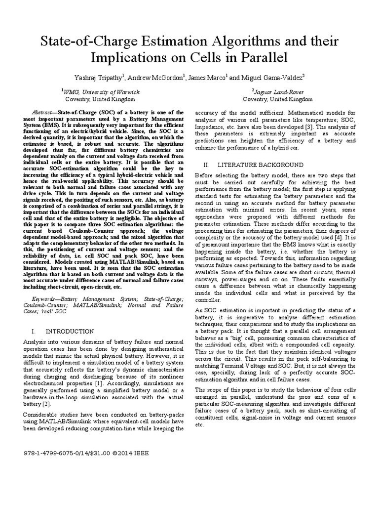 State-of-Charge Estimation Algorithms and Their Implications On Cells ...