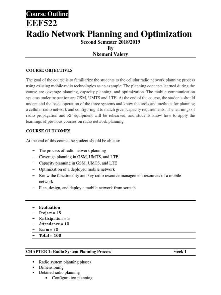 Eff522 Course Outline | PDF | Cellular Network | 4 G