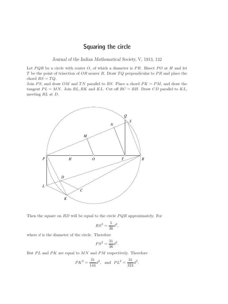 Squaring The Circle: Journal of The Indian Mathematical Society, V ...