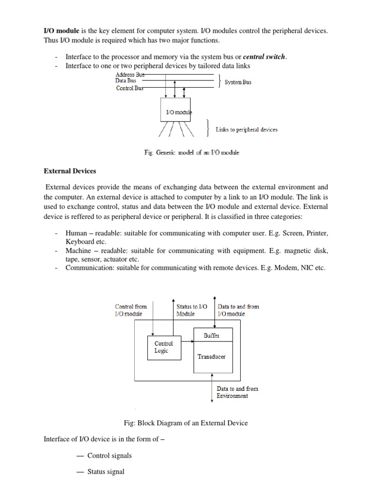 Io Module Computer Architecture Pdf Input Output Central Processing Unit