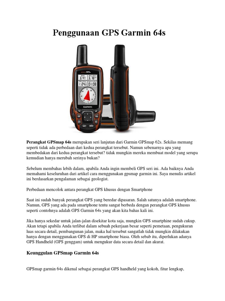 Penggunaan GPS Garmin 64s | PDF