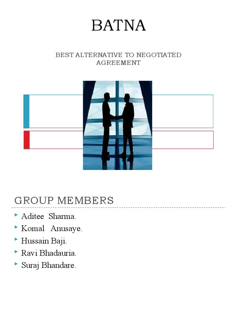 Batna: Best Alternative To Negotiated Agreement | PDF | Negotiation ...
