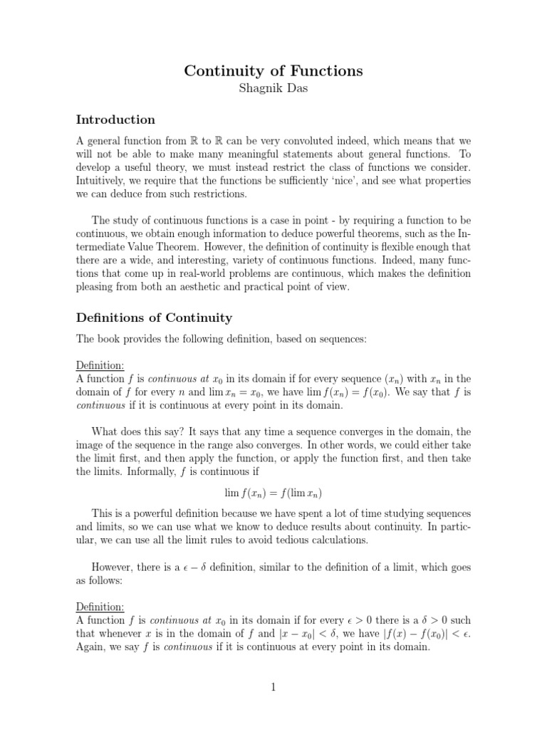 Continuity PDF | PDF | Continuous Function | Sequence Continuity PDF | PDF | Continuous Function | Sequence