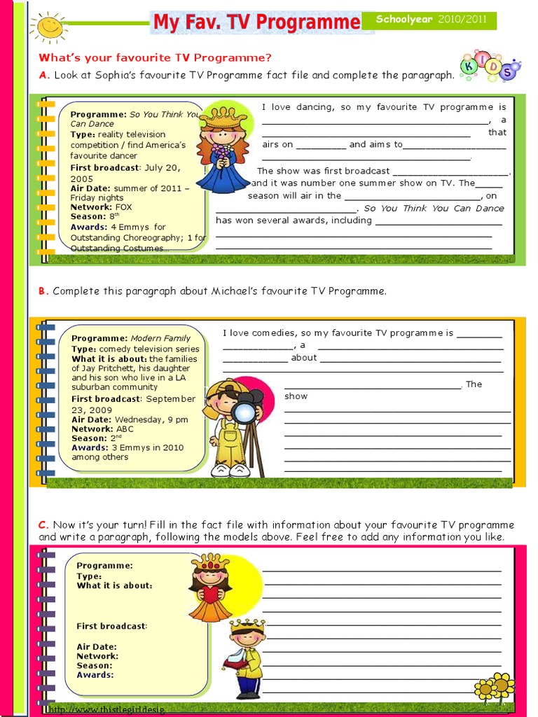 My Favourite TV Programme - Guided Writing | PDF | Television Series ...