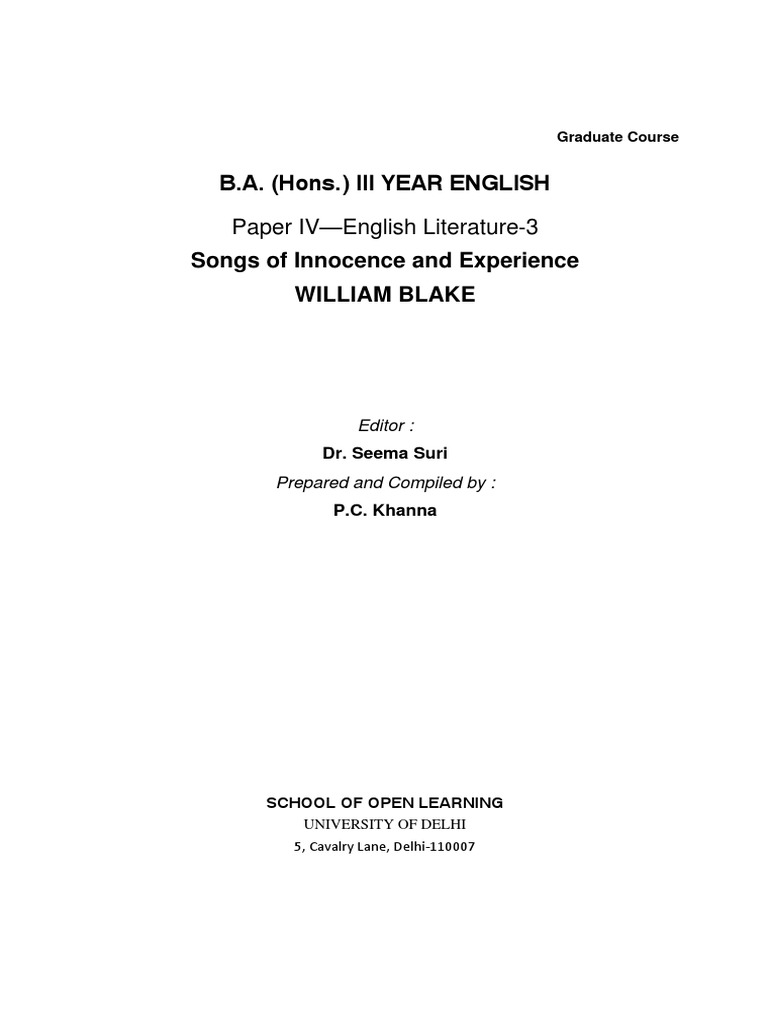 Song of Experience Holy Thursday | PDF | William Blake | Romanticism